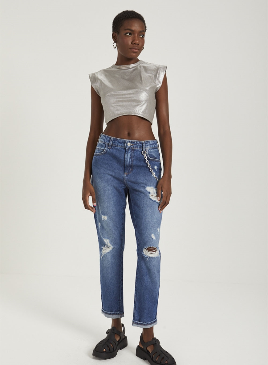 Blusa Cropped Metalizada | Colcci