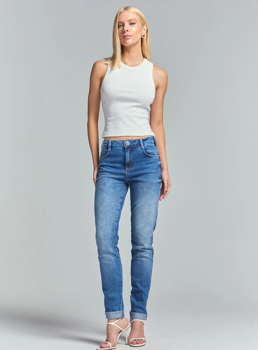 Calça Jeans Feminino Skinny Cintura Média Calça Jeans Feminino Skinny ...