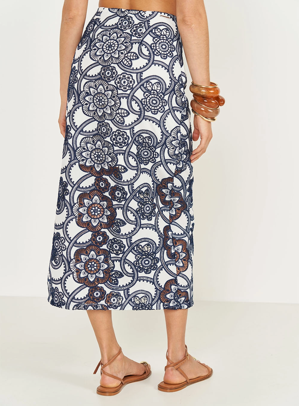 Saia Midi Bordada Com Fenda Lateral | Colcci